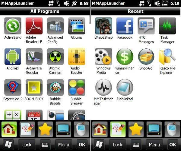 MMAppLauncher: Sweet Windows Mobile 6.x Start Menu Replacement