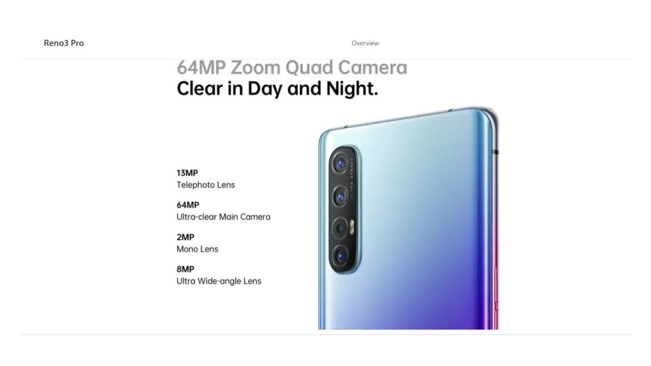 OPPO Reno3 Pro camera specs revealed ahead of March 2 launch