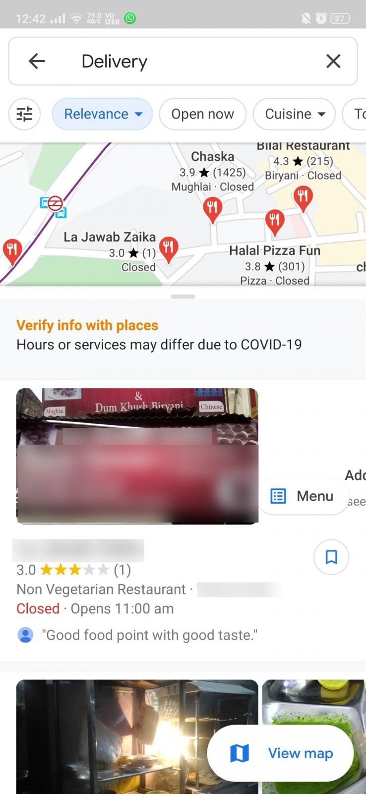 Google Maps makes it easier to find takeout and delivery restaurants nearby