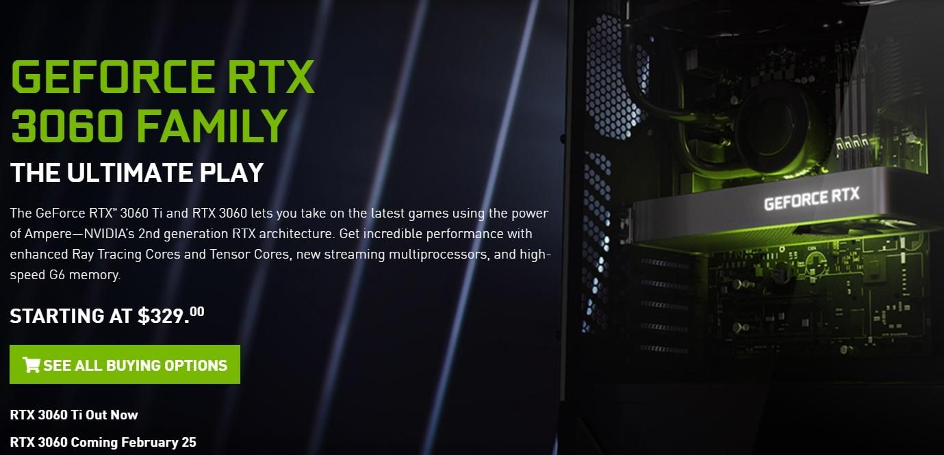 NVIDIA’s entry-level GeForce RTX 3060 graphics card goes on sale ...